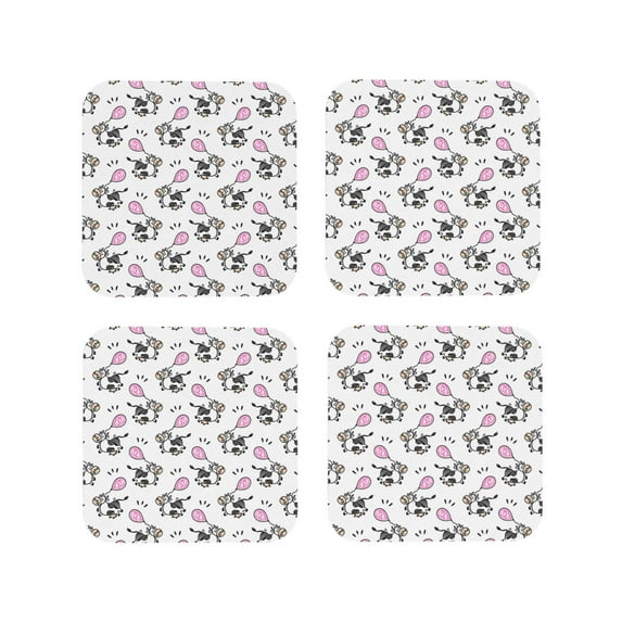 Coasters Set of 4 - Minimalist Lines Cute Cow Balloon Drink Coasters ...
