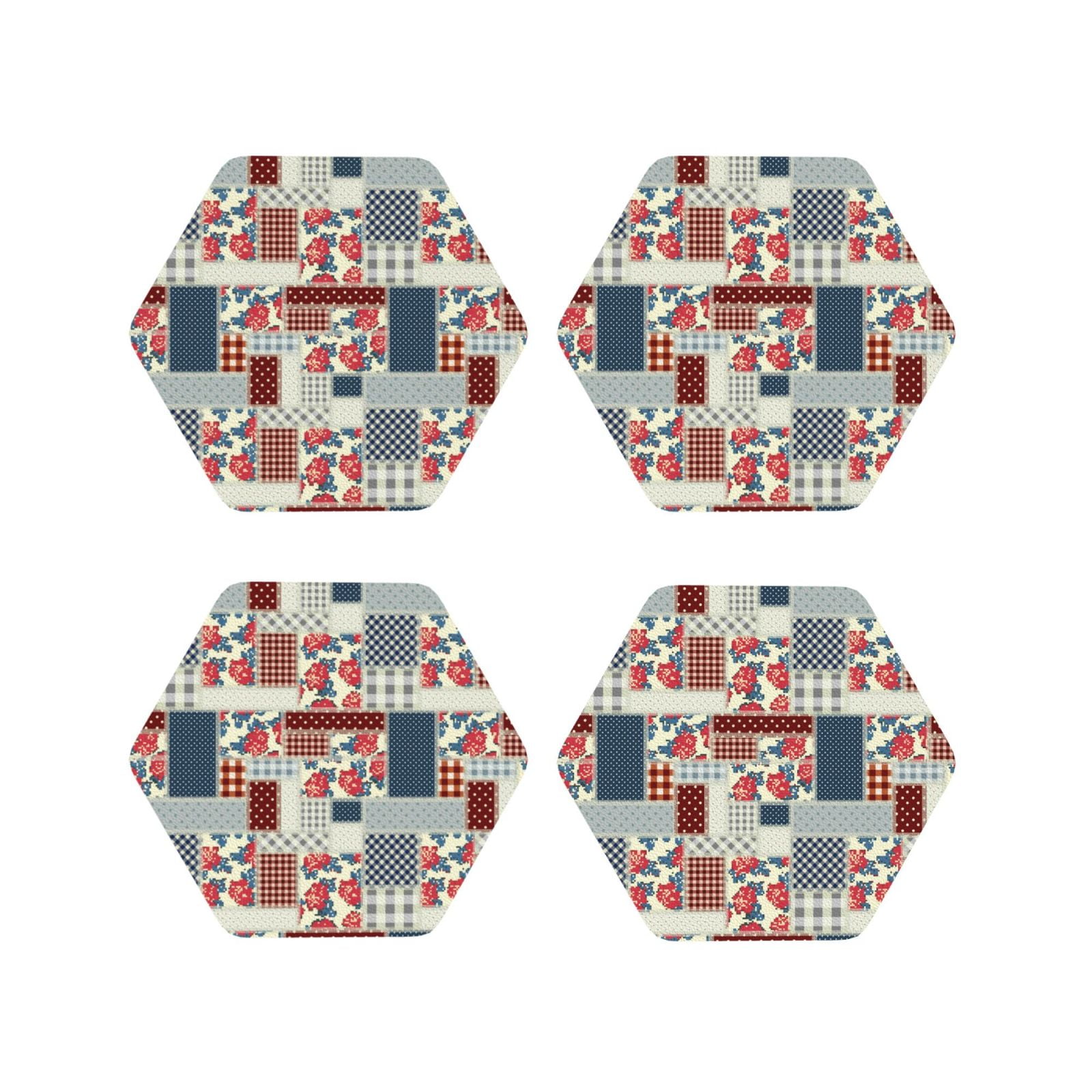 Coasters Set of 4 - Patchwork In Country Style Drink Coasters for ...
