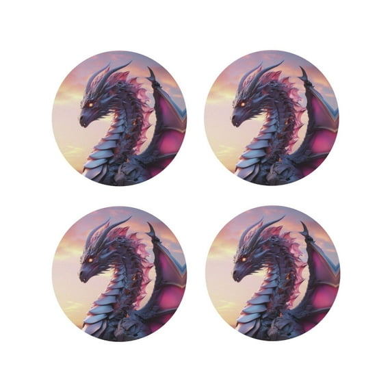 Coasters Set of 4 - Pink Silver Dragon Drink Coasters for Tabletop ...