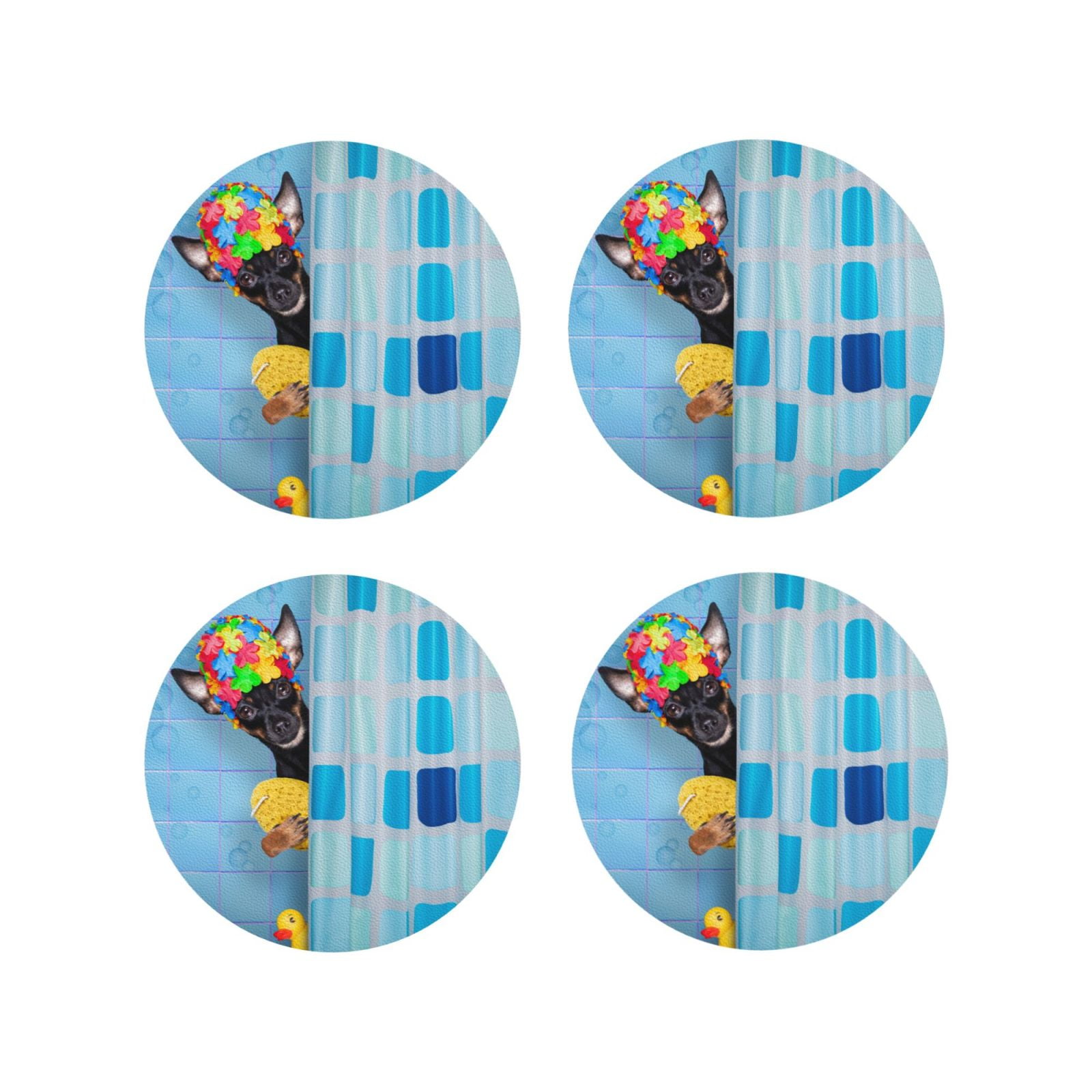 Coasters Set of 4 - Prague Ratter Dog in Bathtub Drink Coasters for ...