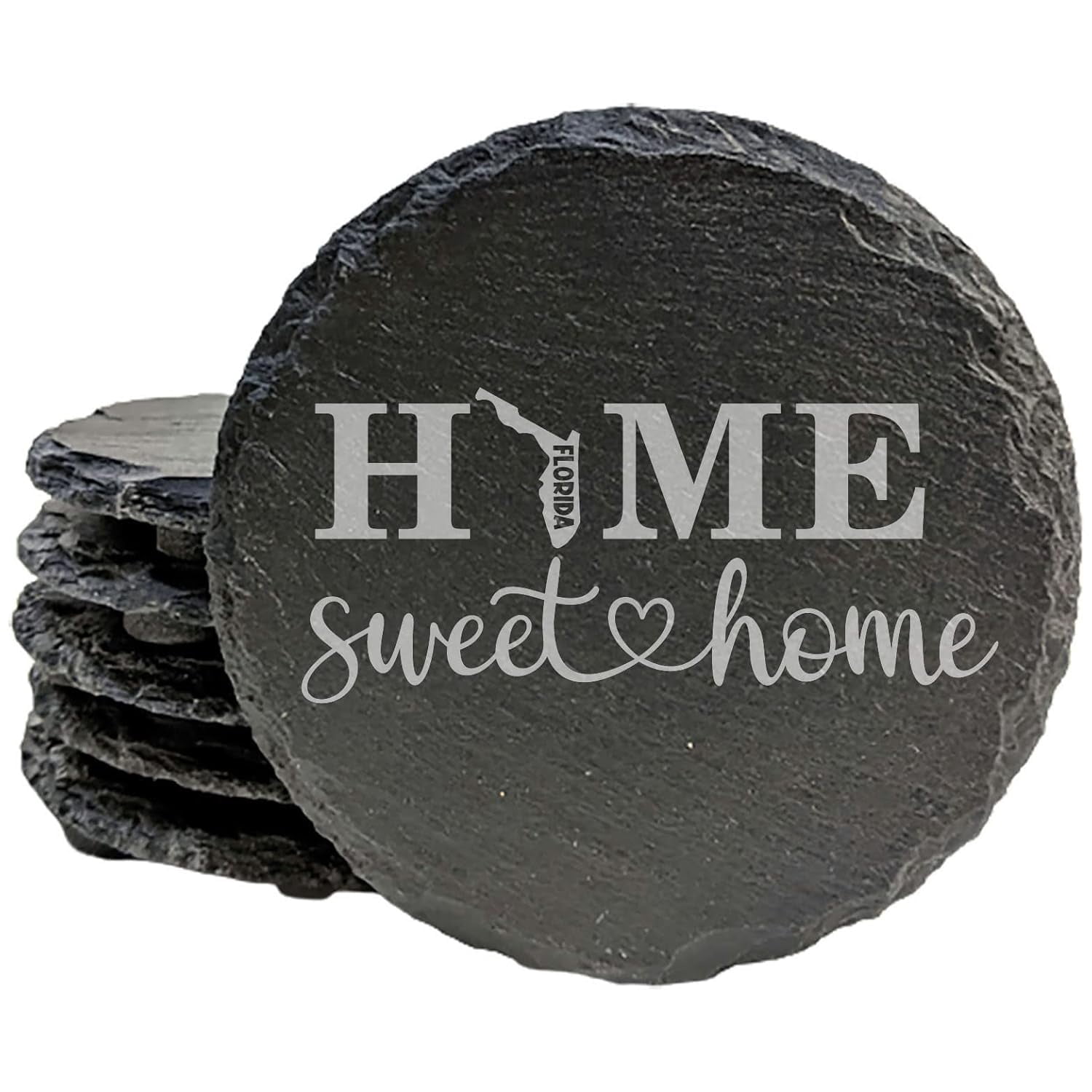Coasters Set of 4, Round 4" with 'HOME SWEET HOME' Florida Design ...