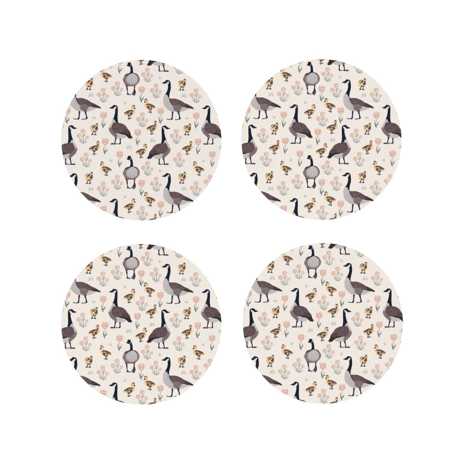 Coasters Set of 4 - Rustic Cartoon Cute Duck Flower Drink Coasters for ...