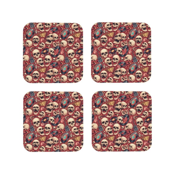 Coasters Set of 4 - Skull record Guitar music Drink Coasters for ...
