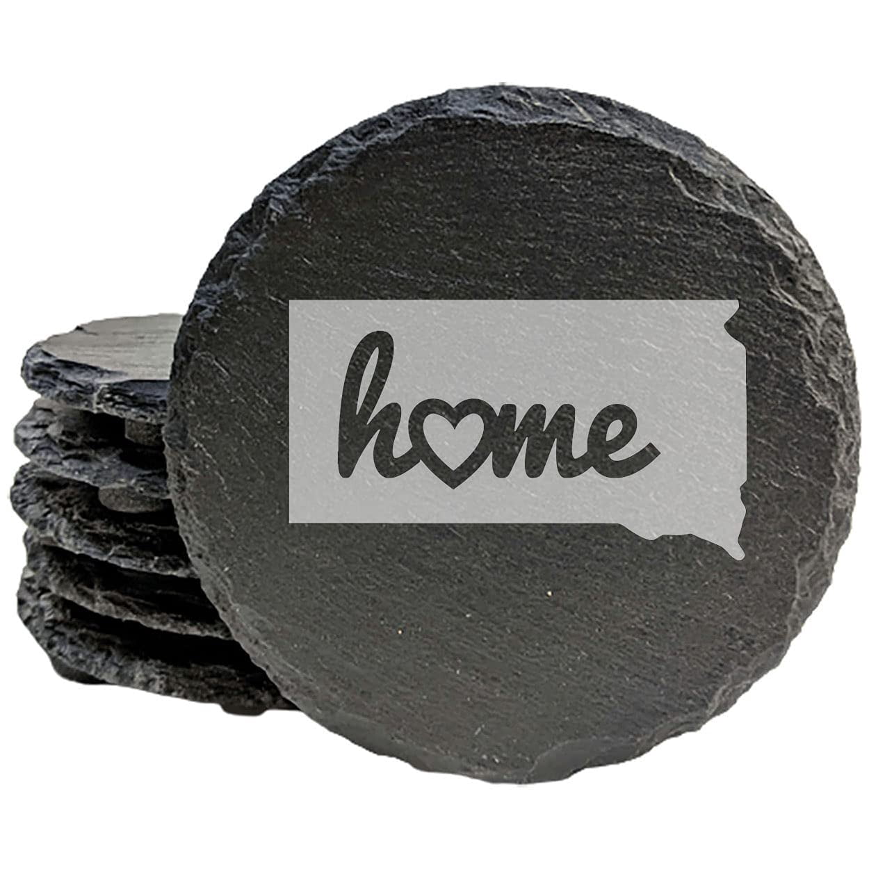 Coasters Set of 4 - South Dakota 'Home' Design with Heart - Perfect ...