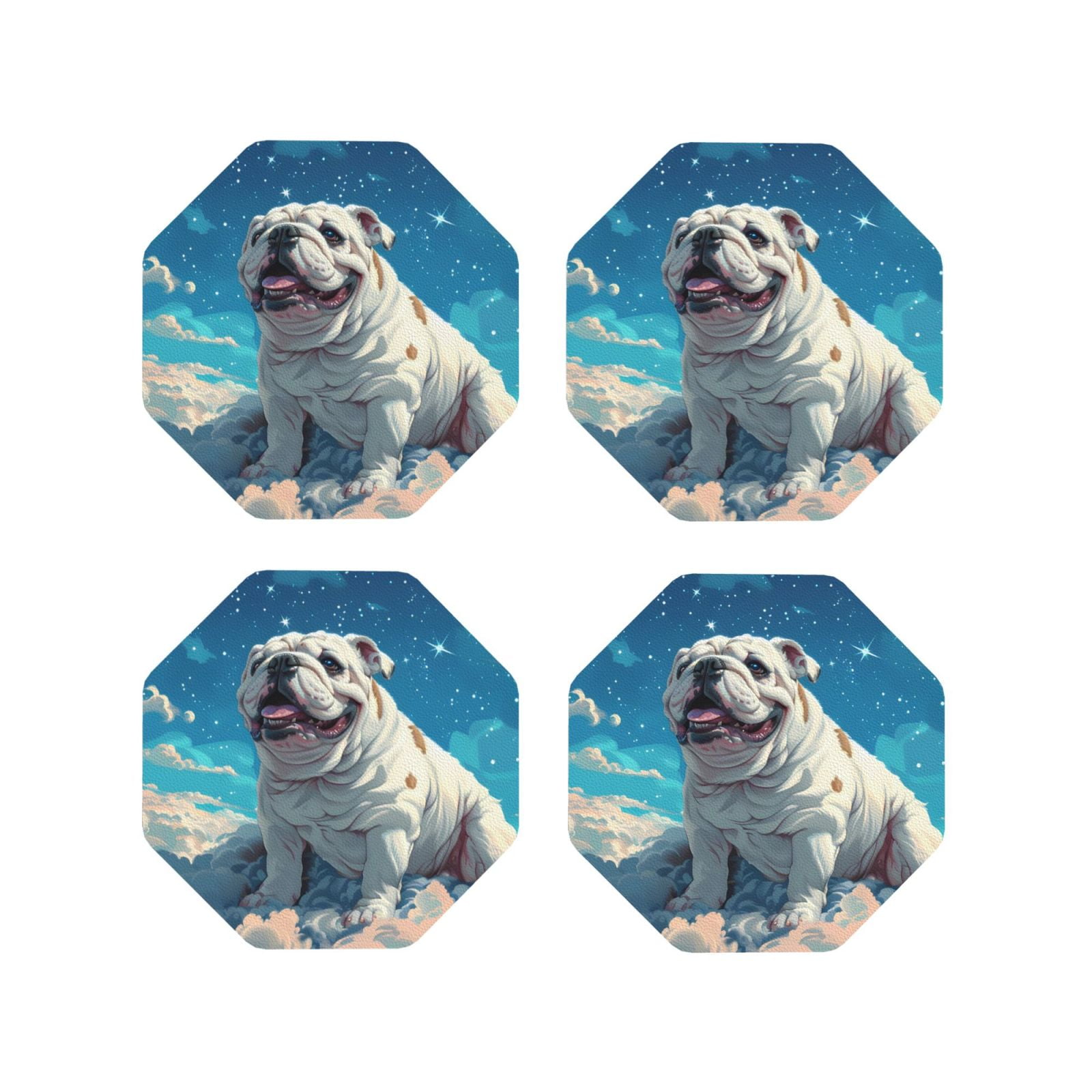 Coasters Set of 4 - Starry Sky Cloud Bulldog Drink Coasters for ...