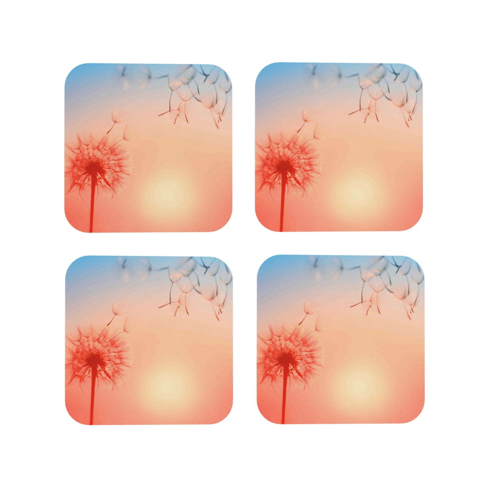 Coasters Set of 4 - The Sunset of Dandelion Drink Coasters for Tabletop ...
