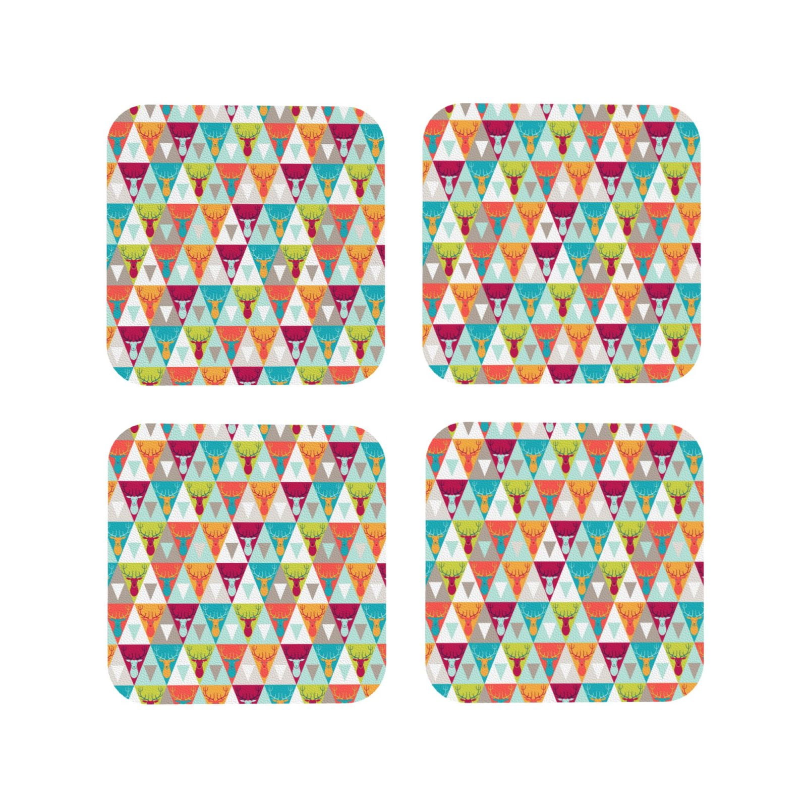 Coasters Set of 4 - Triangular Funny Colorful Deer Drink Coasters for ...