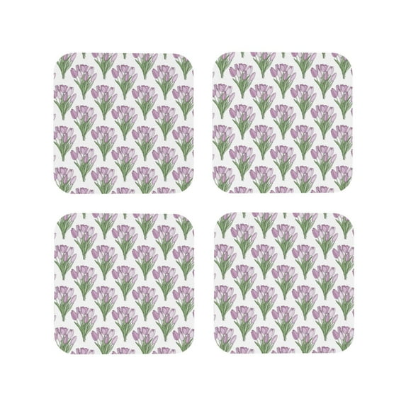 Coasters Set of 4 - Tulips Flowers Light Purple Drink Coasters for ...