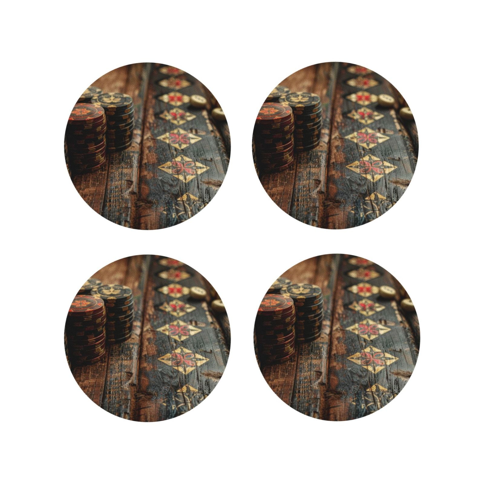 Coasters Set of 4 - Vintage Poker Chips Drink Coasters for Tabletop ...