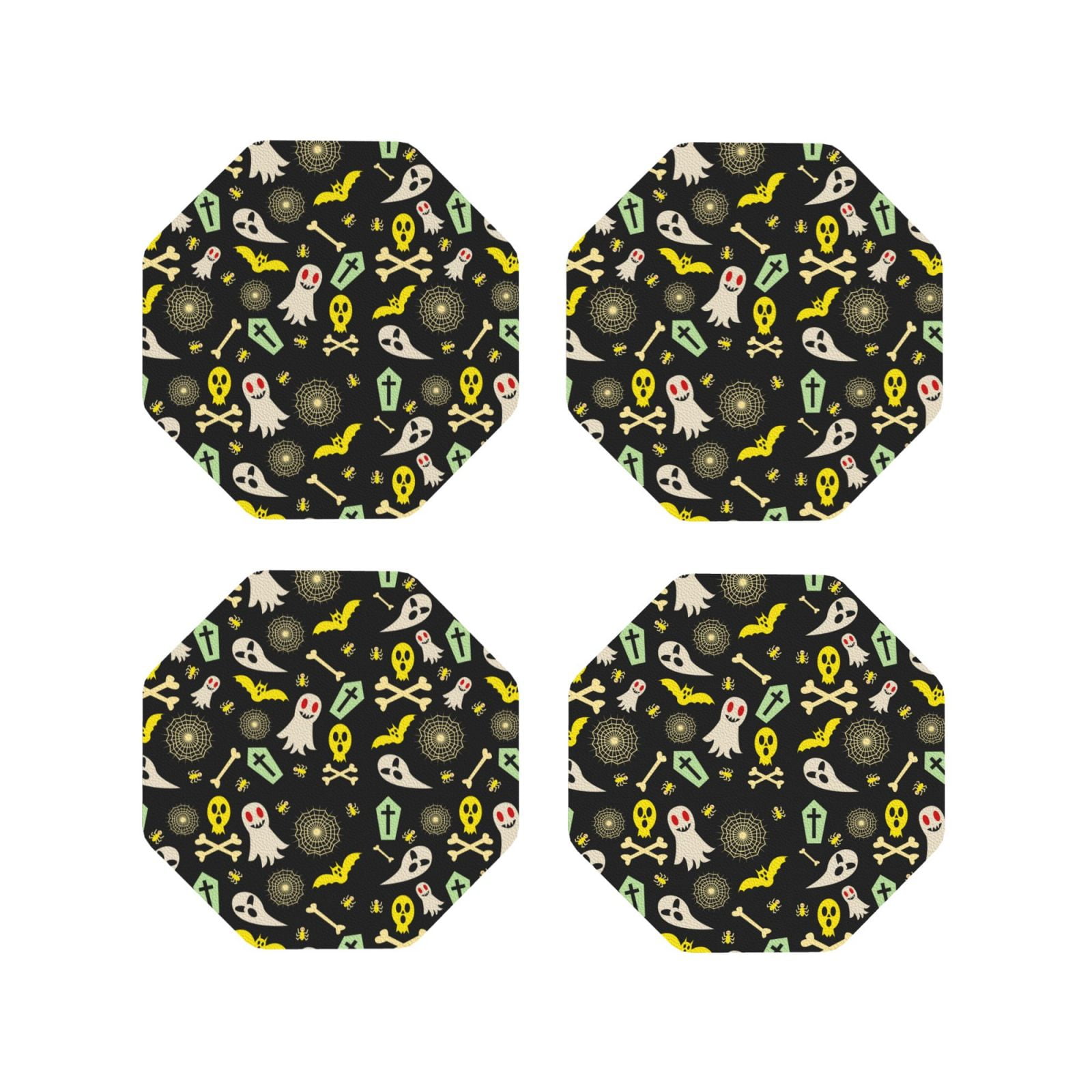 Coasters Set of 4 - cartoon Skull spider web Drink Coasters for ...