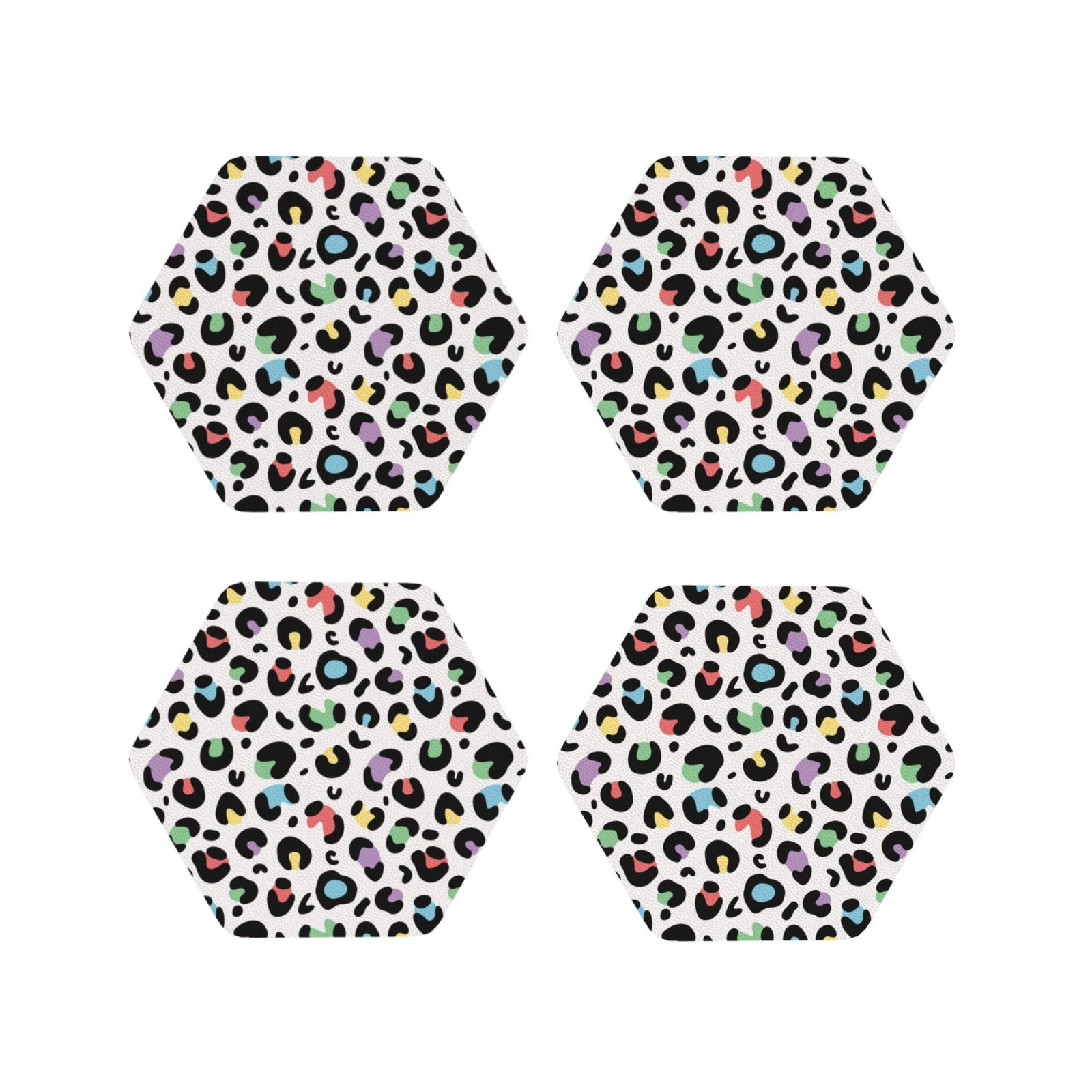 Coasters Set of 4 - colorful Leopard printA Drink Coasters for Tabletop ...