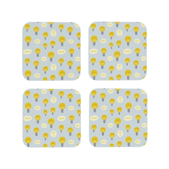 Coasters Set of 4 - cute Light Bulb Pattern Drink Coasters for Tabletop ...