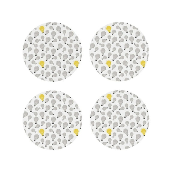 Coasters Set of 4 - grey Light Bulb Pattern Drink Coasters for Tabletop ...