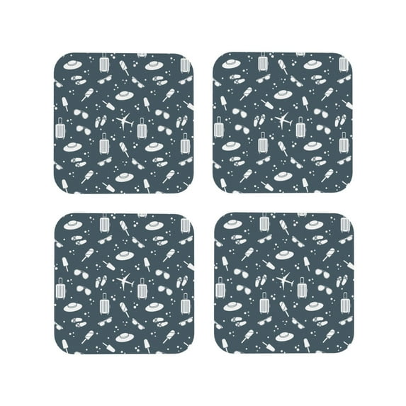 Coasters Set of 4 - ice cream hat sunglasses Drink Coasters for ...