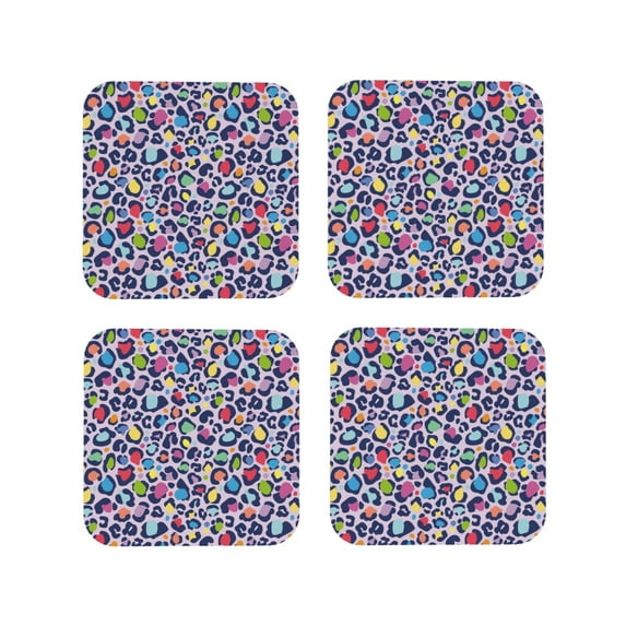 Coasters Set of 4 - rainbow leopard spot print Drink Coasters for ...