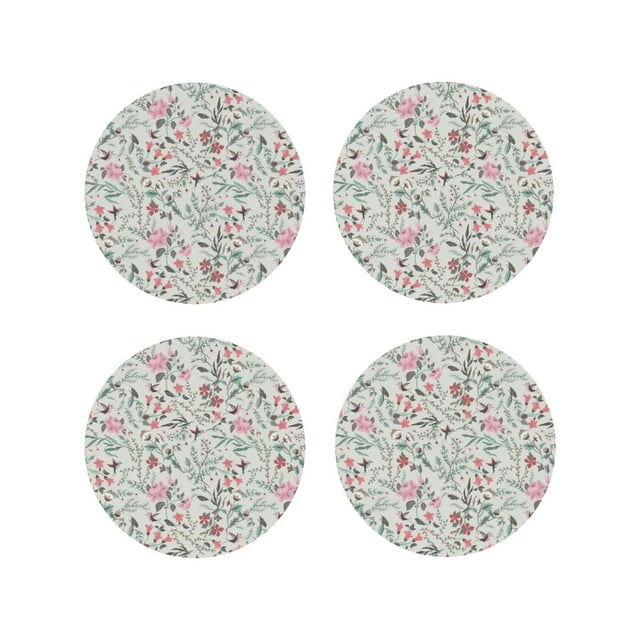 Coasters Set of 4 - vintage flowers birds Drink Coasters for Tabletop ...