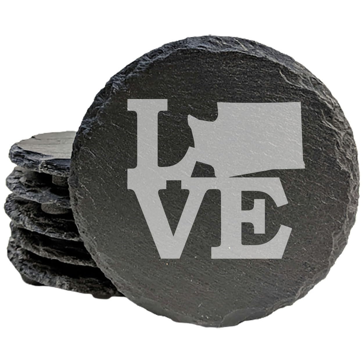 Coasters Set of 5, Laser Etched 'LOVE' Design, Perfect Gift for ...