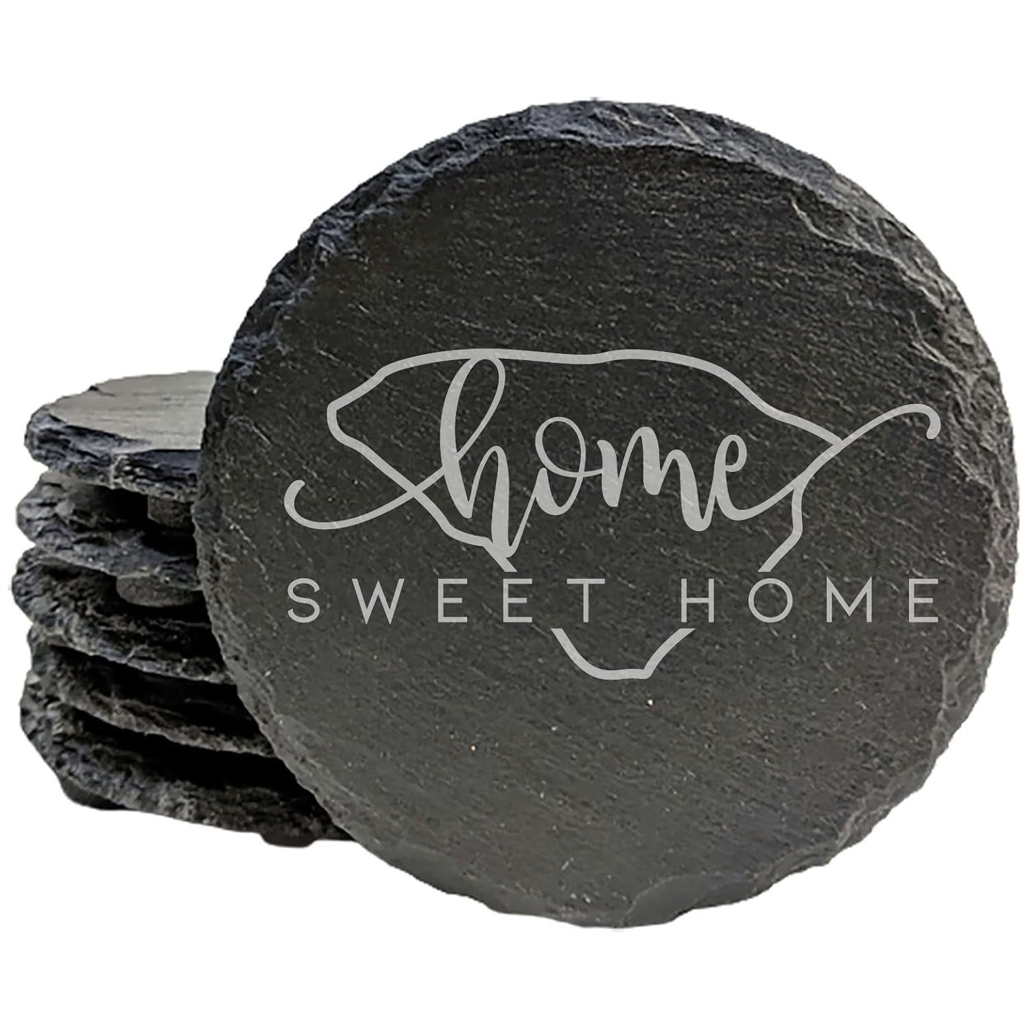 Coasters Set of 5, Round 4" with 'Home Sweet Home' South Design ...