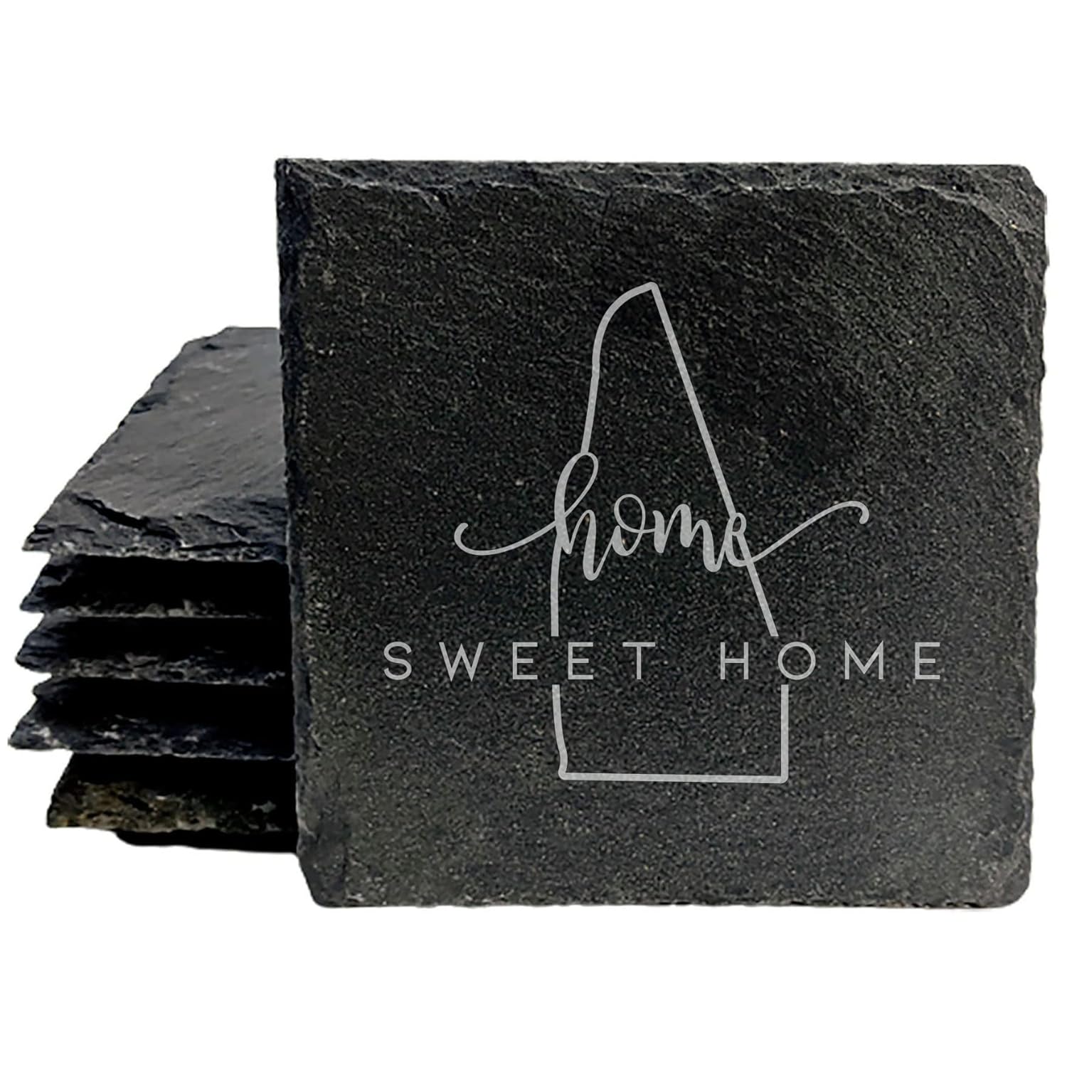 Coasters Set of 5, Square 4" with 'Home Sweet Home' New Hampshire ...