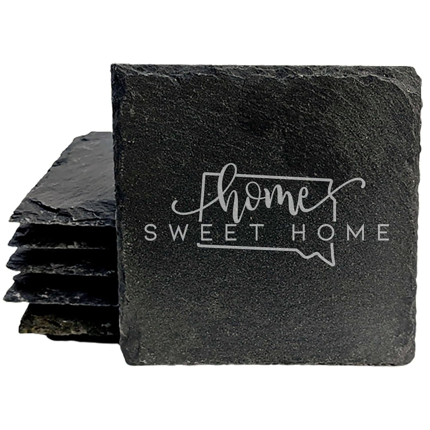 Coasters Set of 5, Square 4" with 'Home Sweet Home' South Dakota Design ...