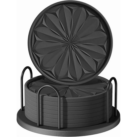 SUSWIM Drink Coasters Set of 6 with Holder, Marble Ceramic 4 Inch ...