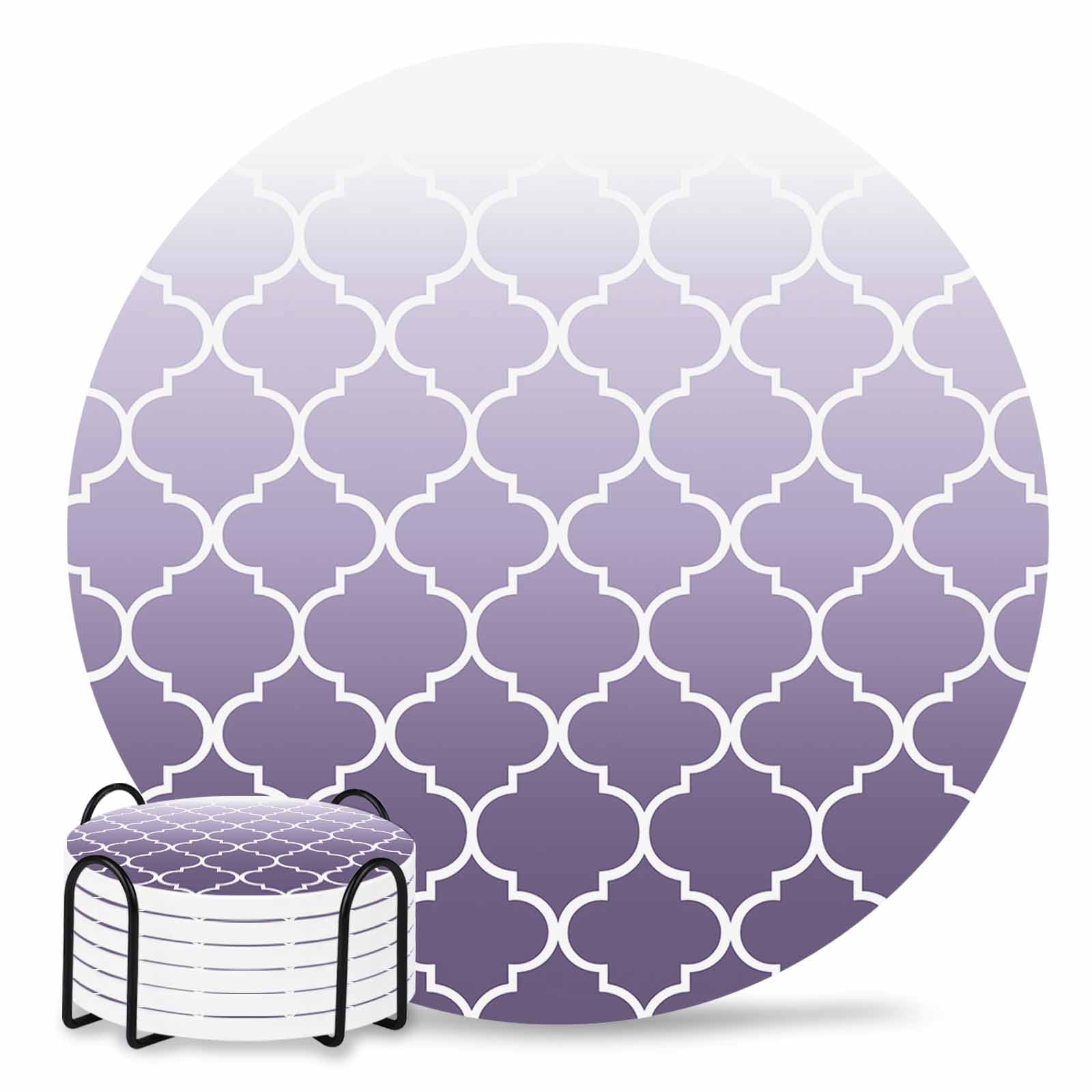Coasters Set of 6 Purple Ombre Gradual Color Drink Coasters with Holder ...
