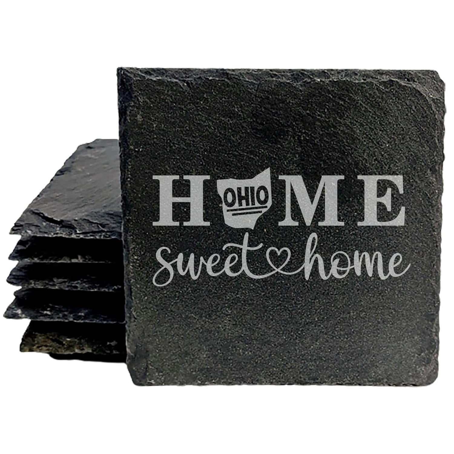 Coasters Set of 6, Square 4" with 'HOME SWEET HOME' Ohio Design ...