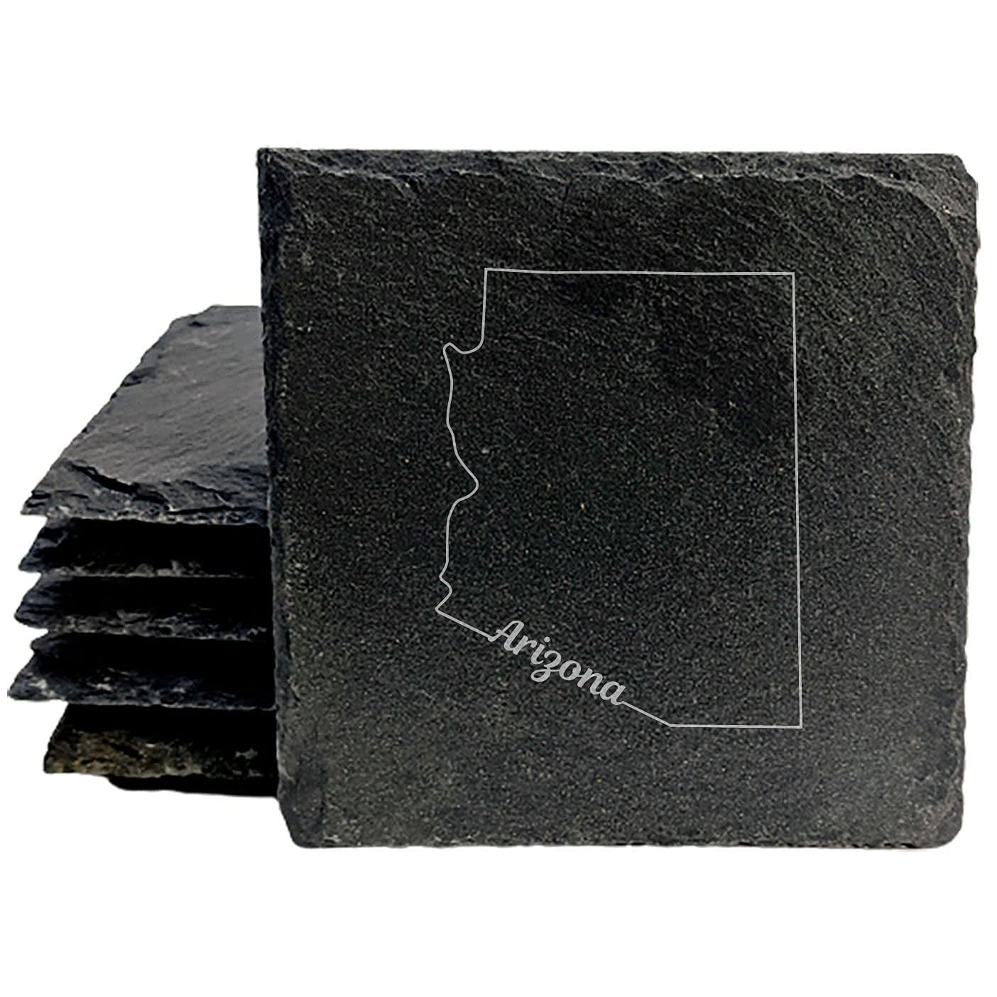 Coasters Set of 8, Laser Etched Design, 4" Square, Natural Chipped Edge ...