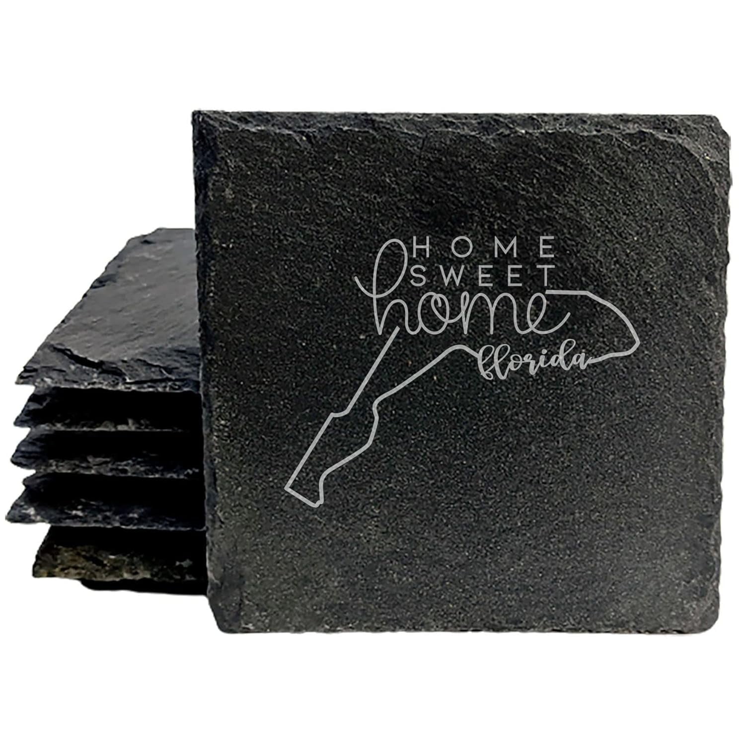 Coasters Set of 8, Square 4" with Florida Design, 'Home Sweet Home ...