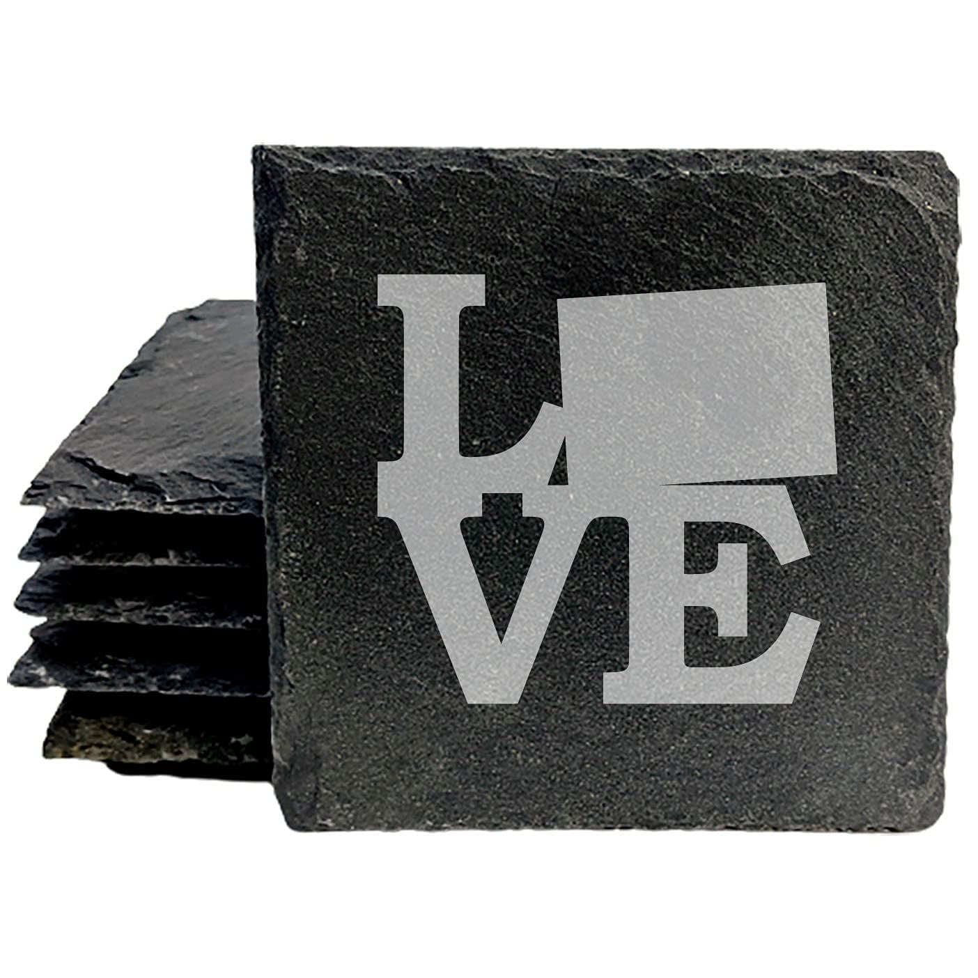 Coasters Set of 8, Square 4" with 'LOVE' Design, Perfect for Holidays ...