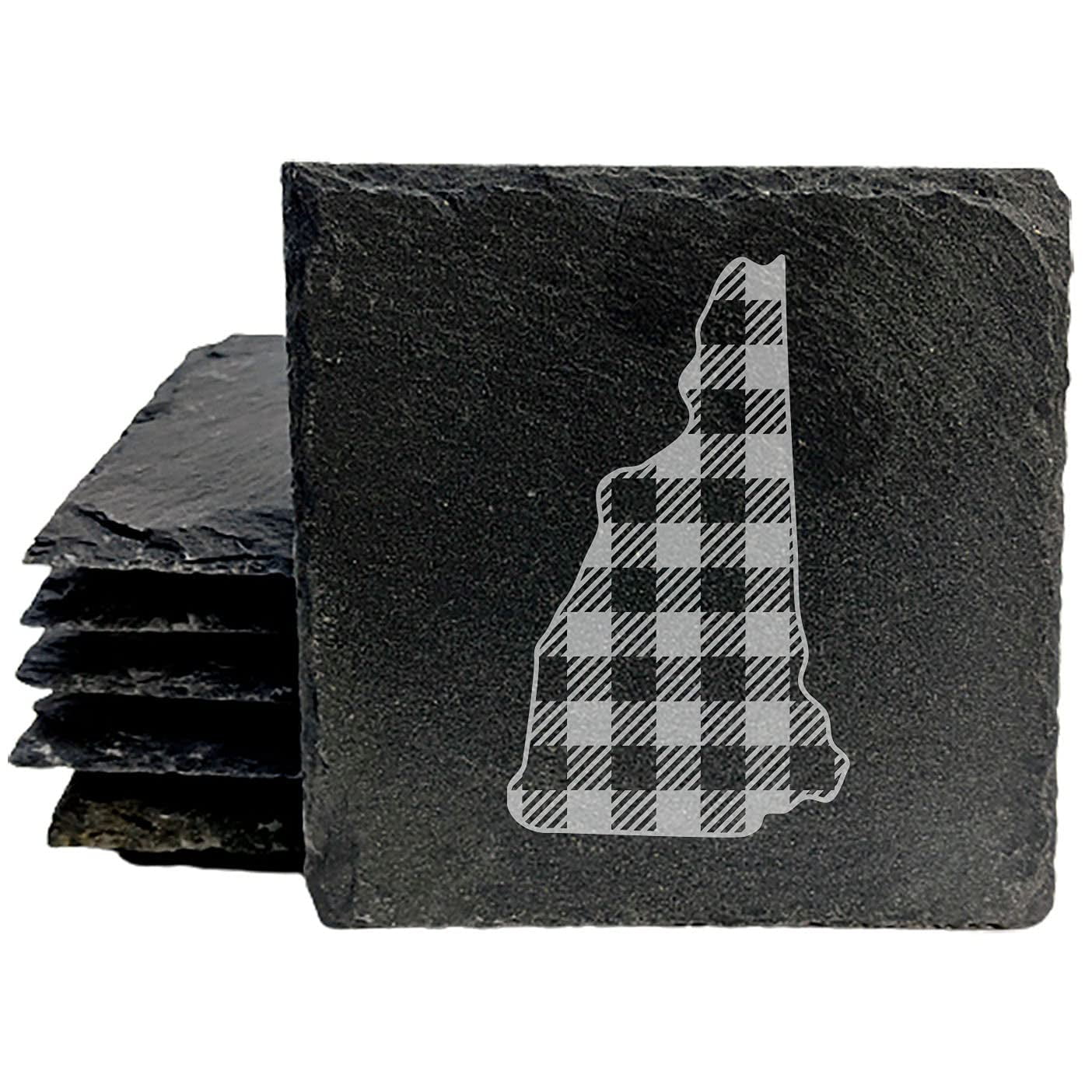 Coasters Set of 8, Square 4" with New Hampshire Plaid Design, Laser ...