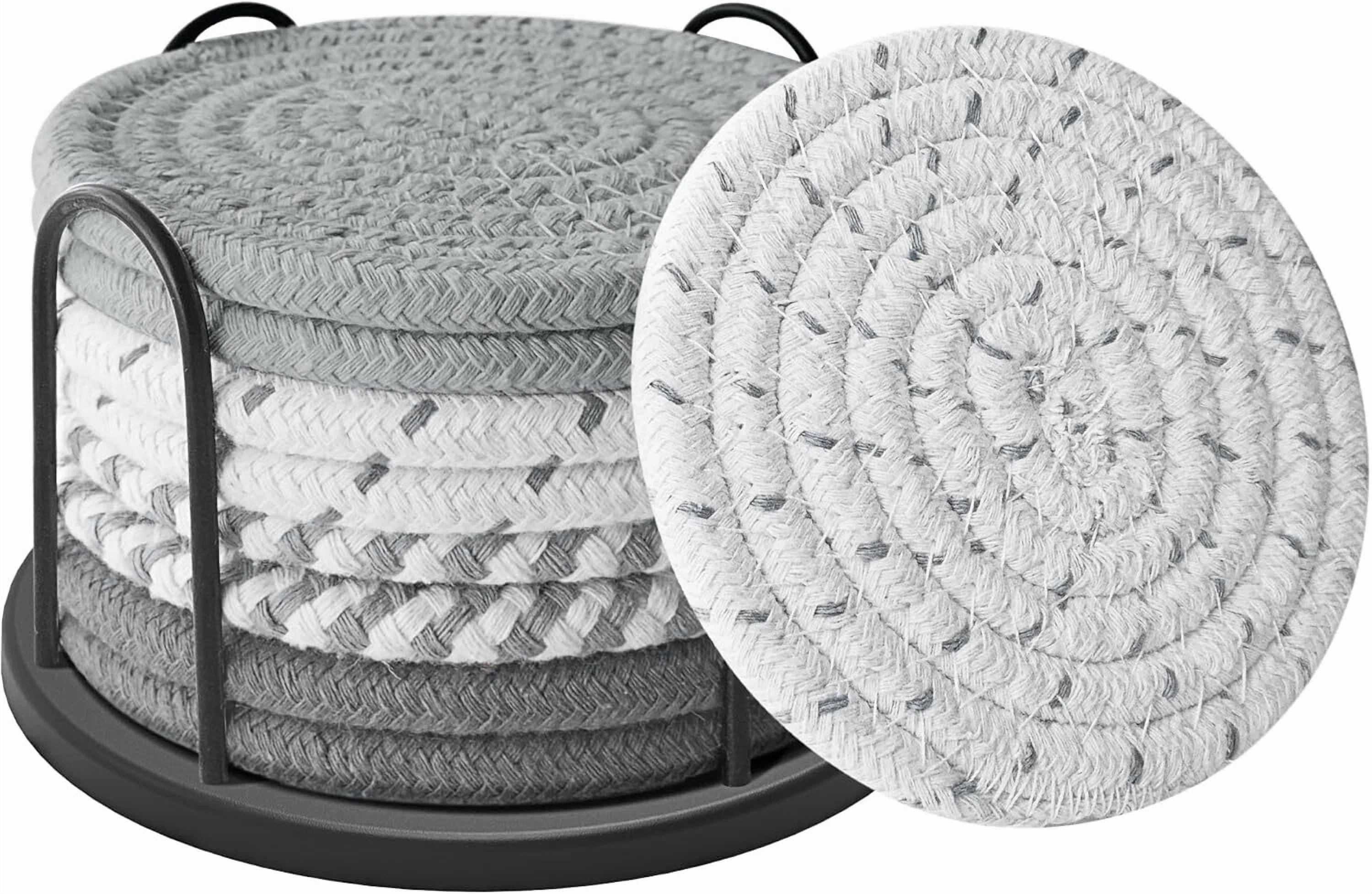 Coasters Set Of 8 For Drinks, Beer, Coffee, Cotton Woven 4 Colors ...