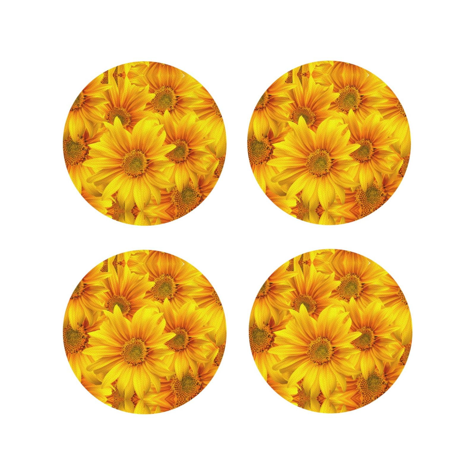 Coasters Set of 4 - 3D Sunflowers Drink Coasters for Tabletop ...