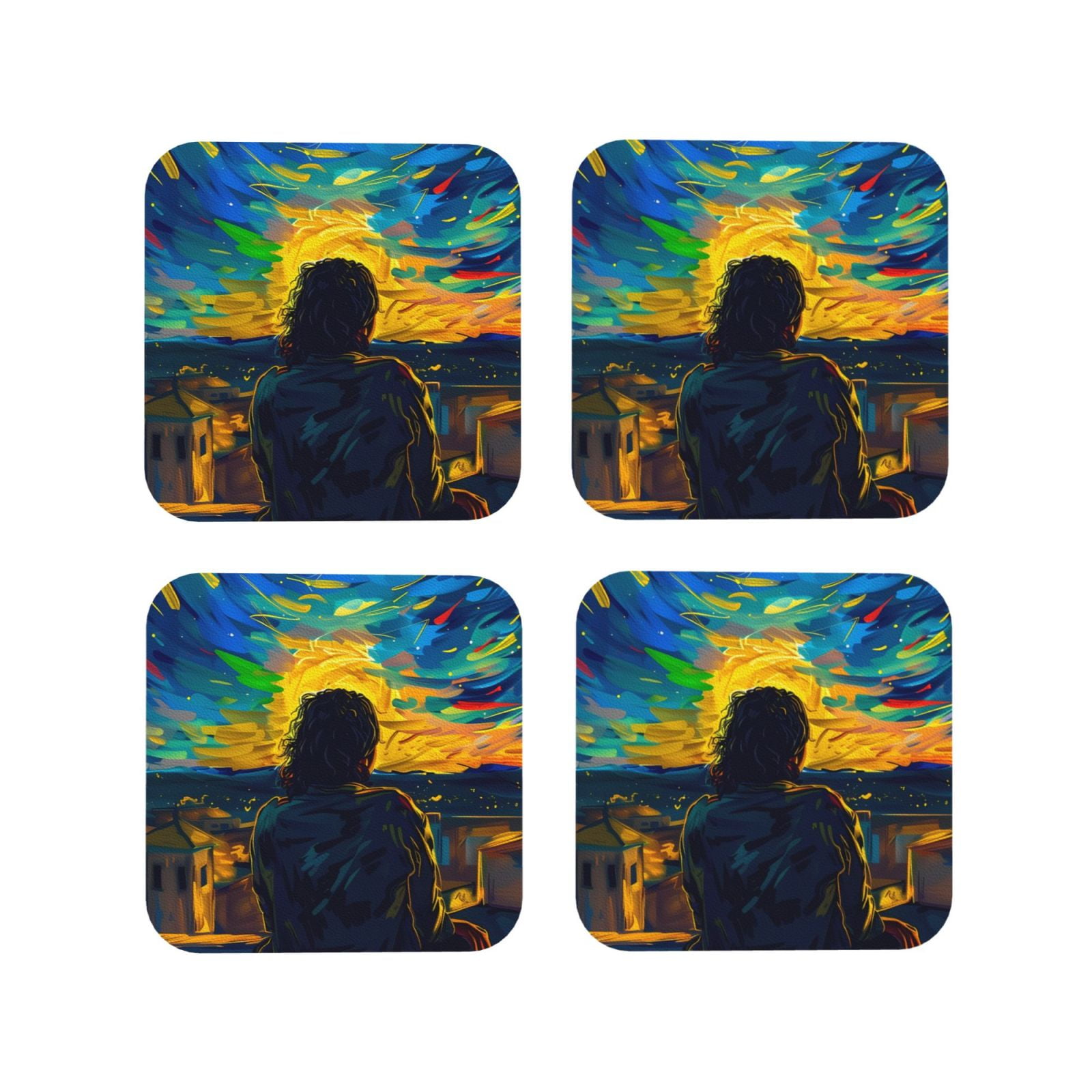 Coasters Set of 4 - Abstract Starry Sky Drink Coasters for Tabletop ...