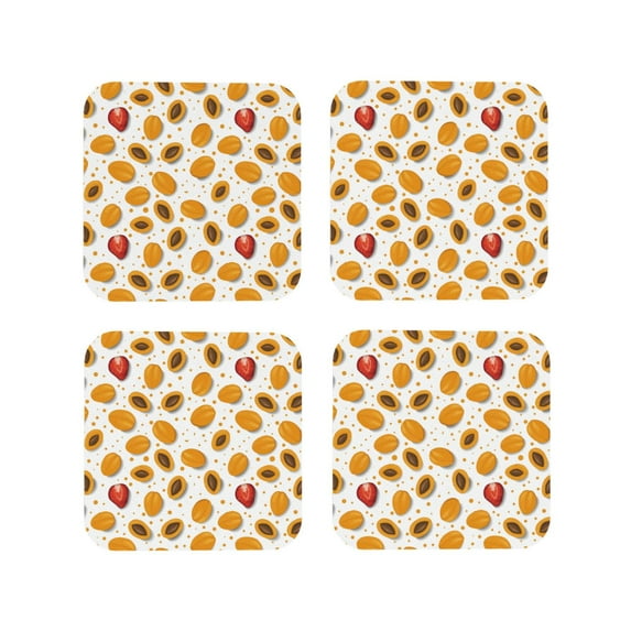 Coasters Set of 4 - Apricots fruits Drink Coasters for Tabletop ...