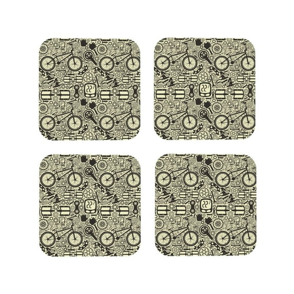 Coasters Set of 4 - Bike Pattern Ethereal Drink Coasters for Tabletop ...
