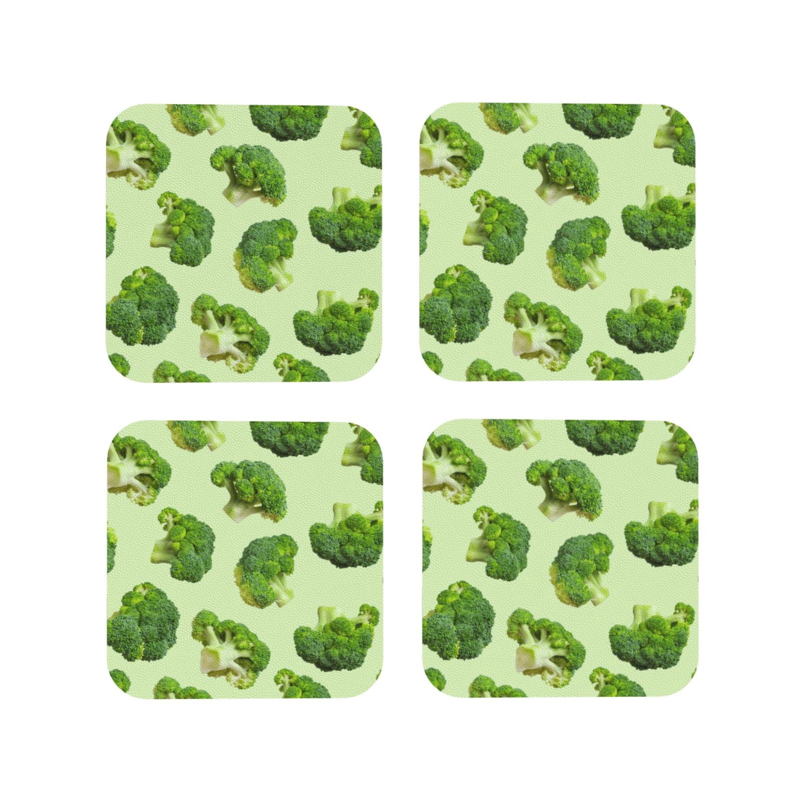 Coasters Set of 4 - Broccoli 3 Drink Coasters for Tabletop Protection ...