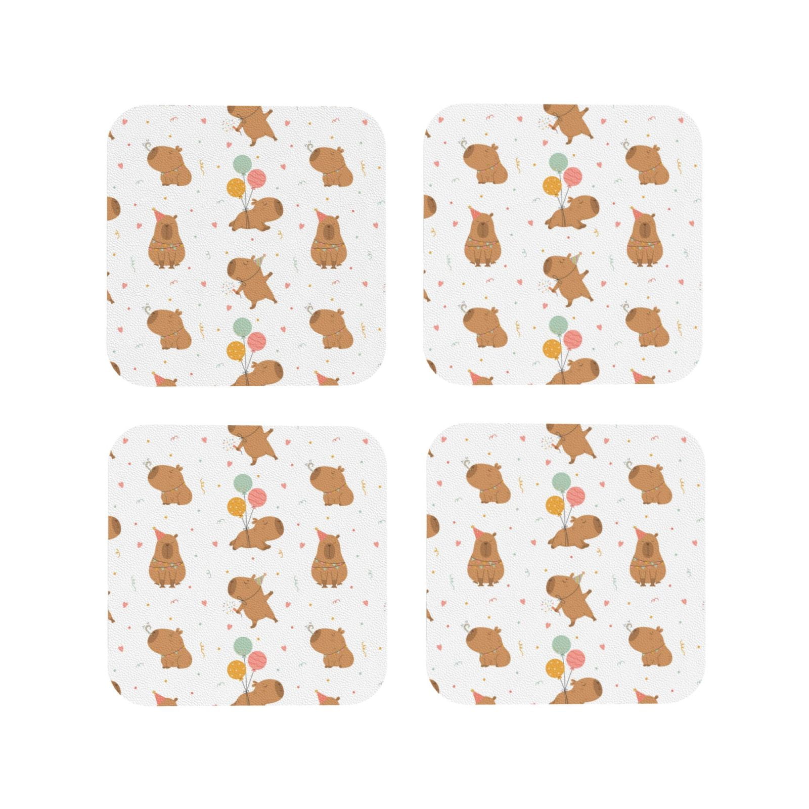 Coasters Set of 4 - Capybaras Birthday Drink Coasters for Tabletop ...