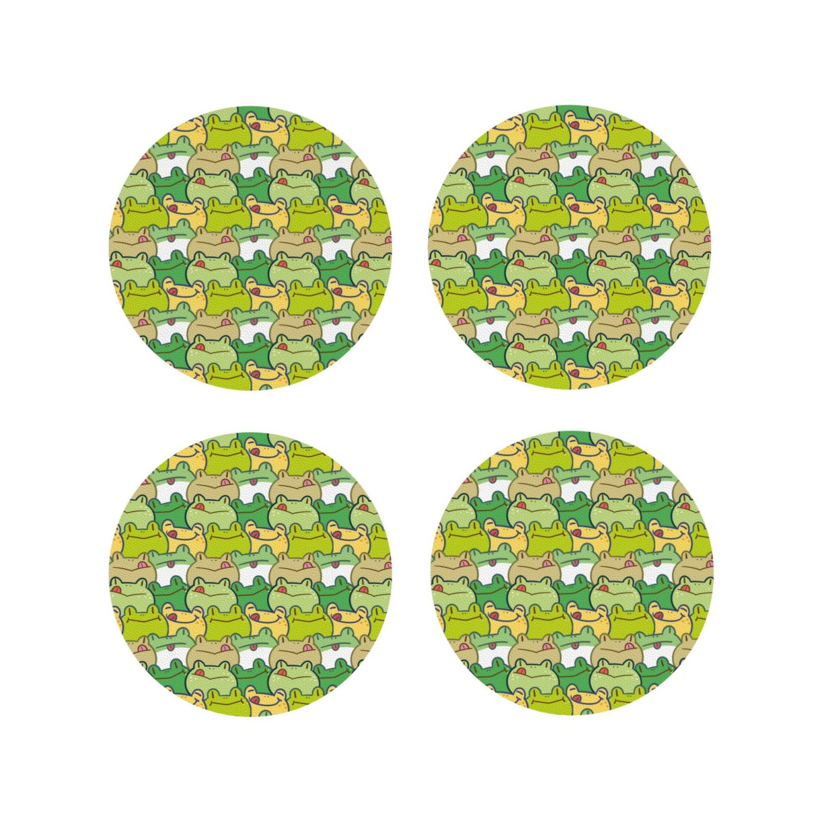 Coasters Set of 4 - Cartoon Frog Drink Coasters for Tabletop Protection ...