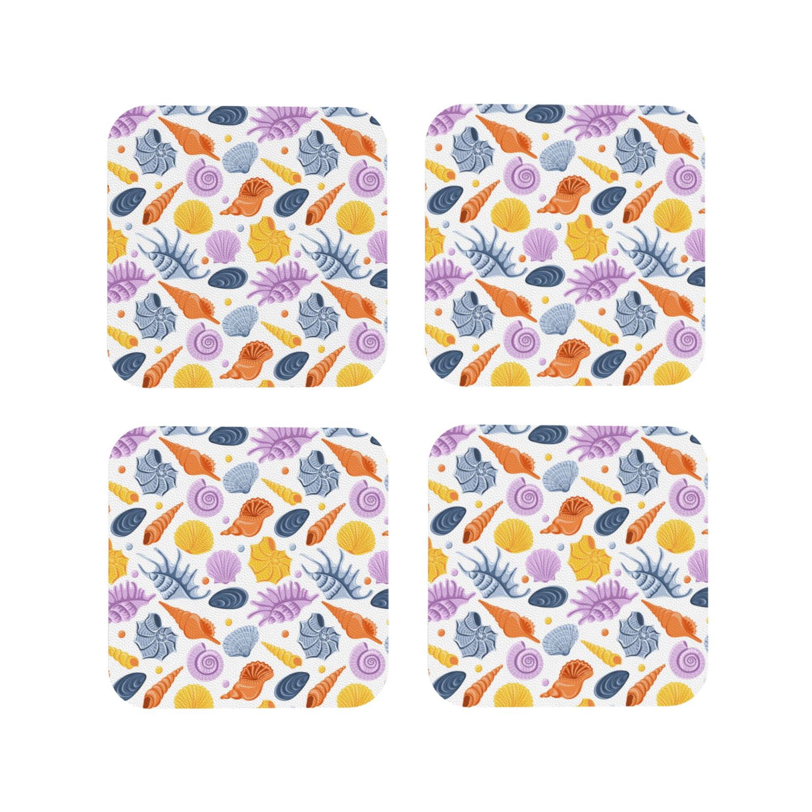 Coasters Set of 4 - Cartoon Shell Conch Drink Coasters for Tabletop ...
