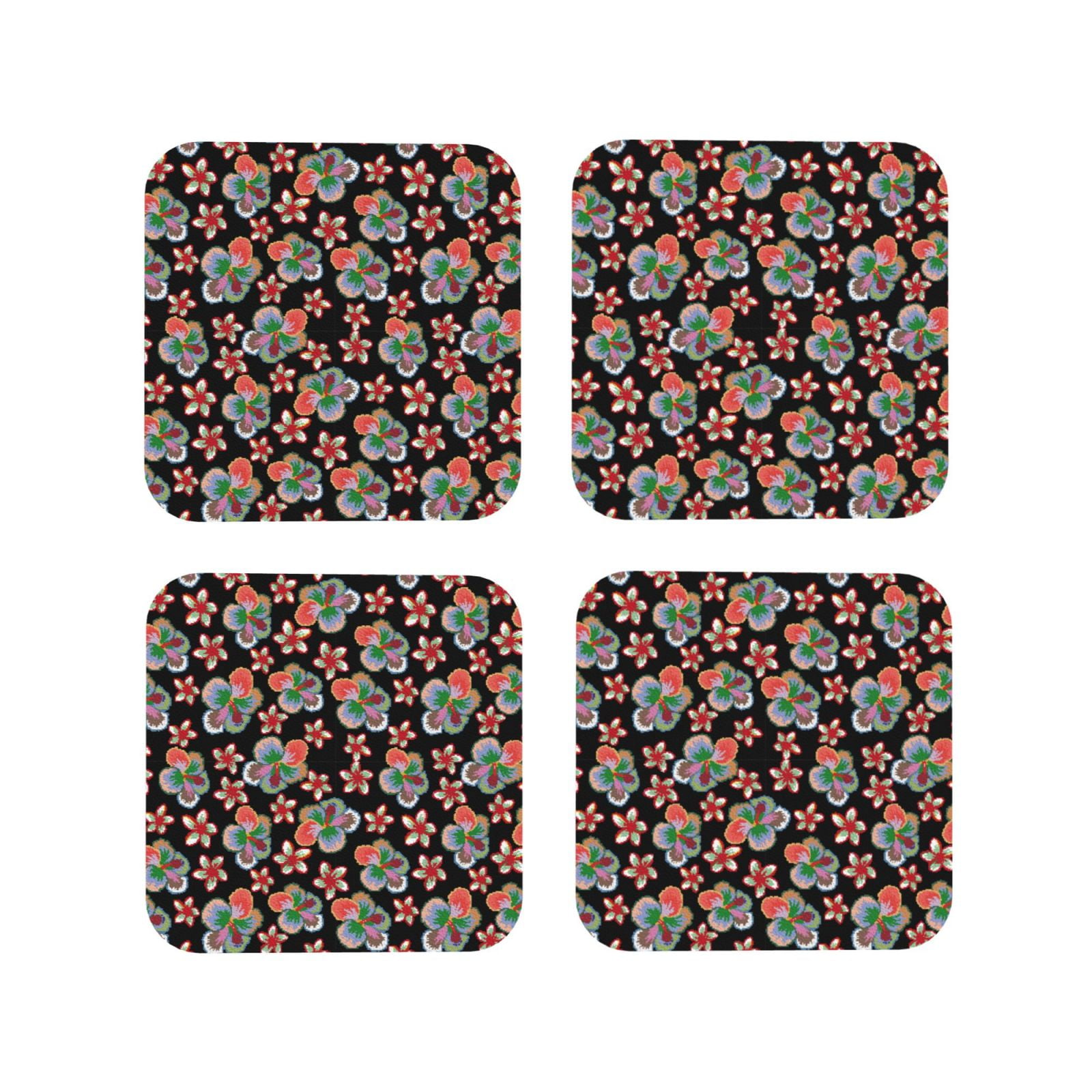 Coasters Set of 4 - Colorful Flower D Drink Coasters for Tabletop ...
