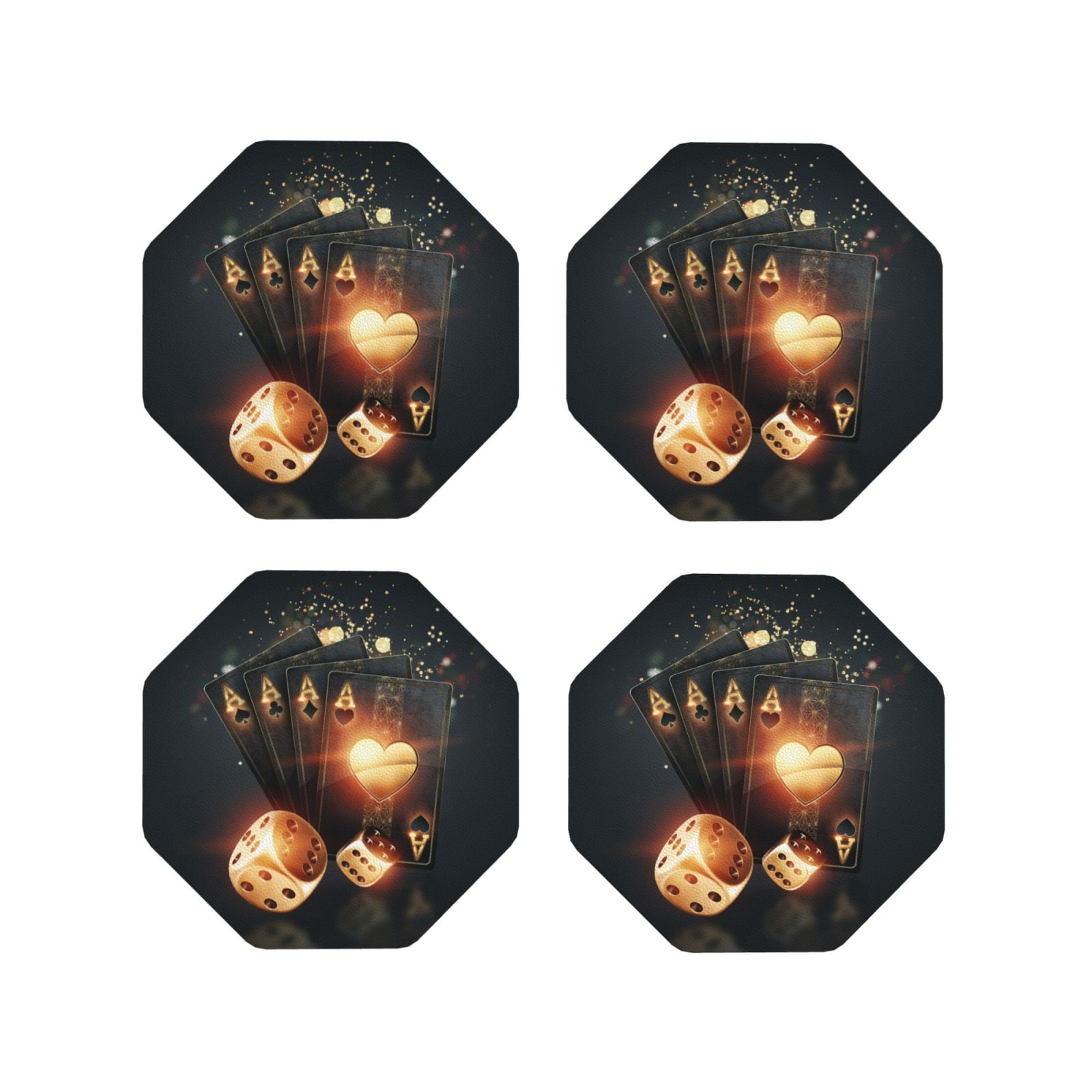 Coasters Set of 4 - Creative Poker Drink Coasters for Tabletop ...