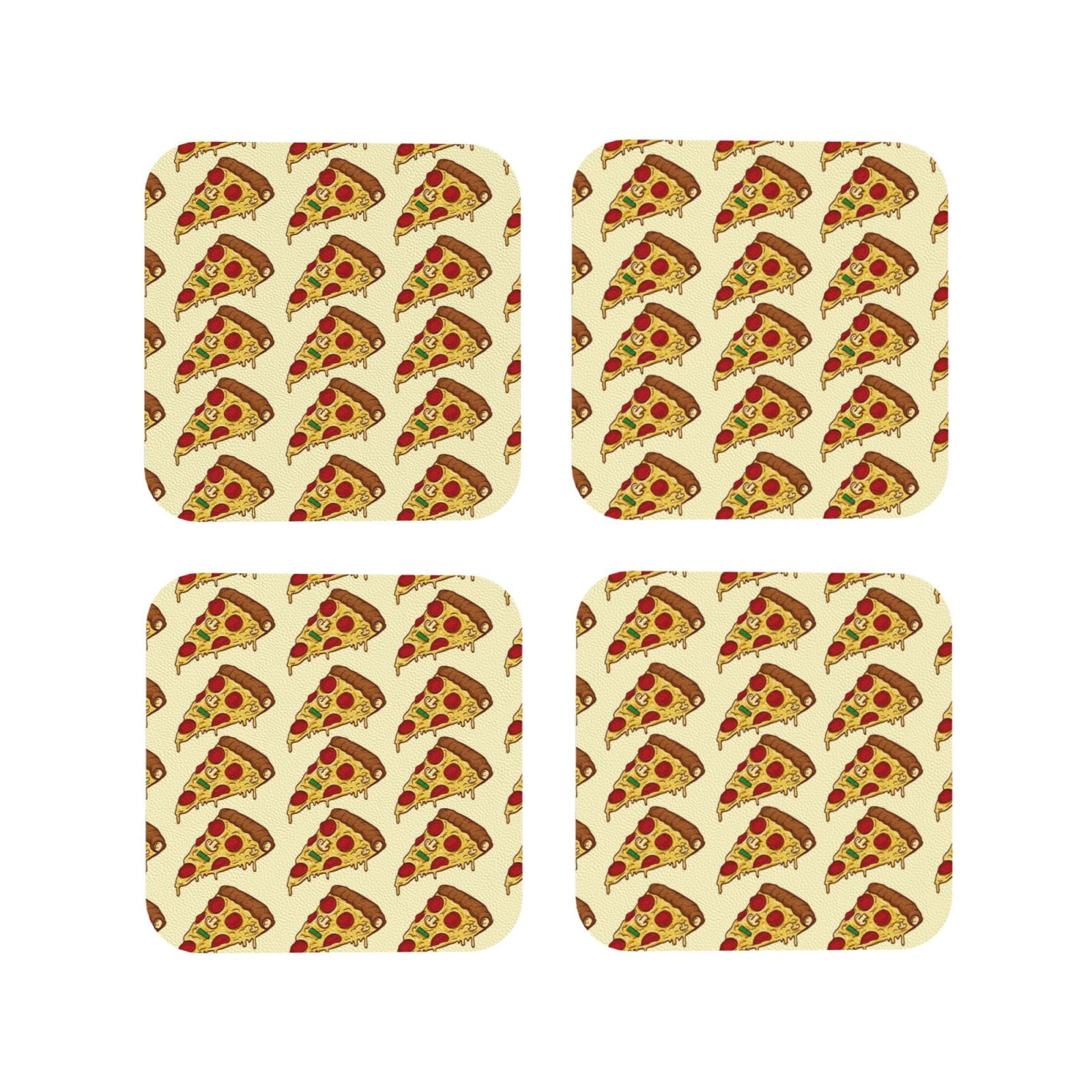 Coasters Set of 4 - Cute Pizza Cartoon Drink Coasters for Tabletop ...