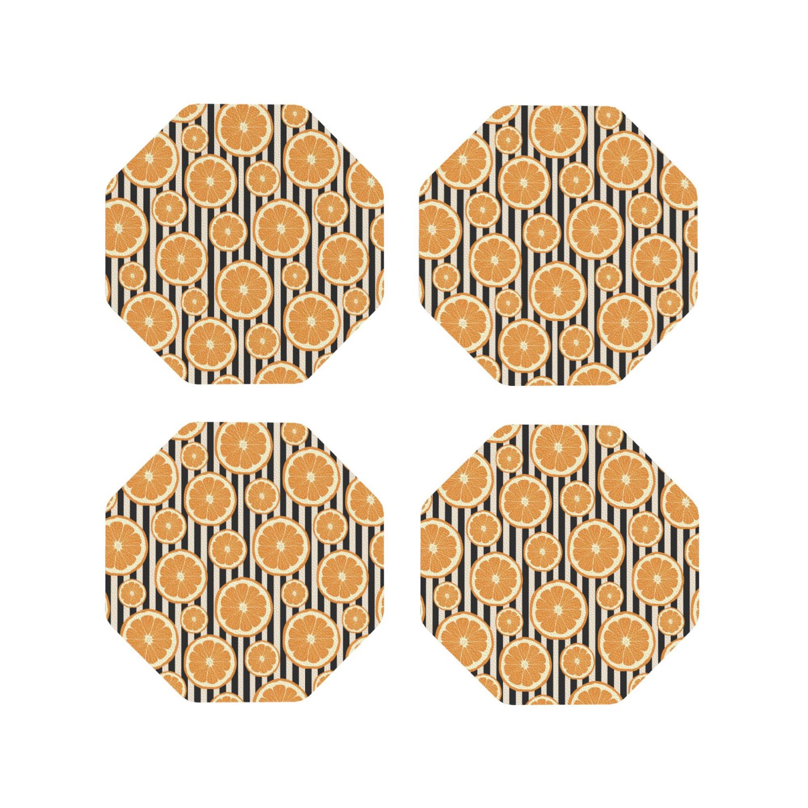 Coasters Set of 4 - Cute Stripe Orange Drink Coasters for Tabletop ...