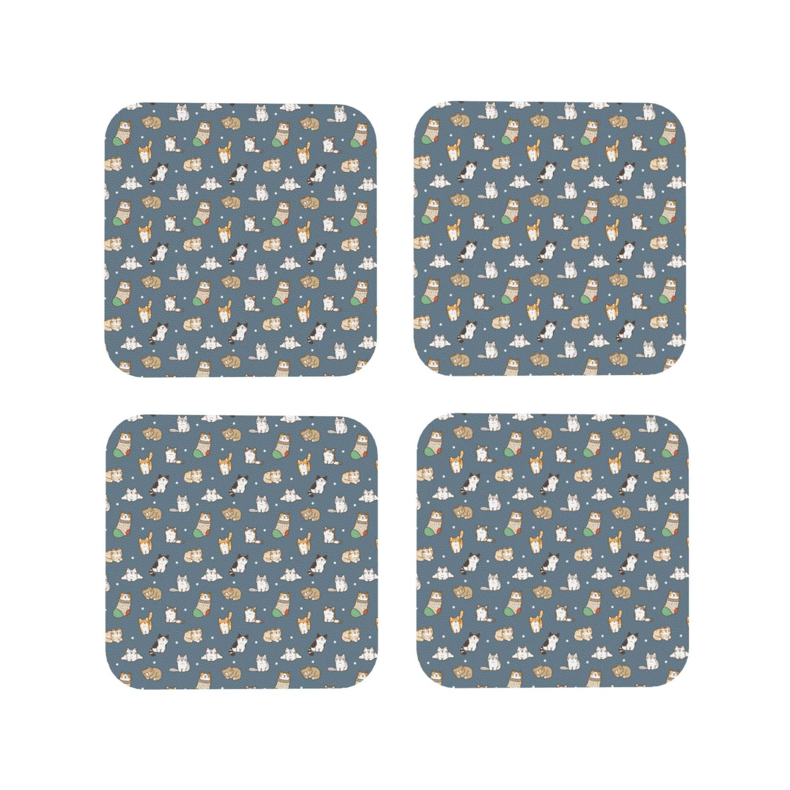 Coasters Set of 4 - Cute cats and dogs Drink Coasters for Tabletop ...