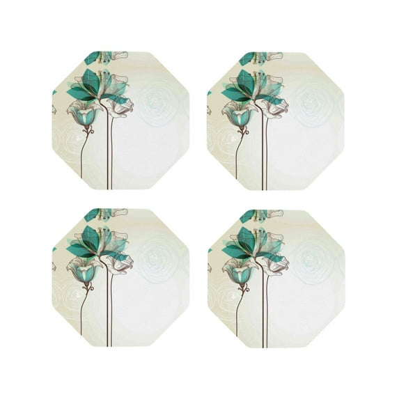 Coasters Set of 4 - Delicate Flowers Drink Coasters for Tabletop ...