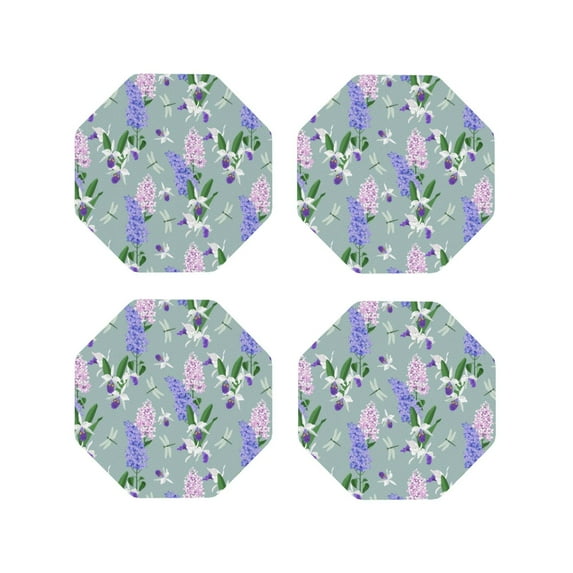 Coasters Set of 4 - Dragonfly Orchid Drink Coasters for Tabletop ...