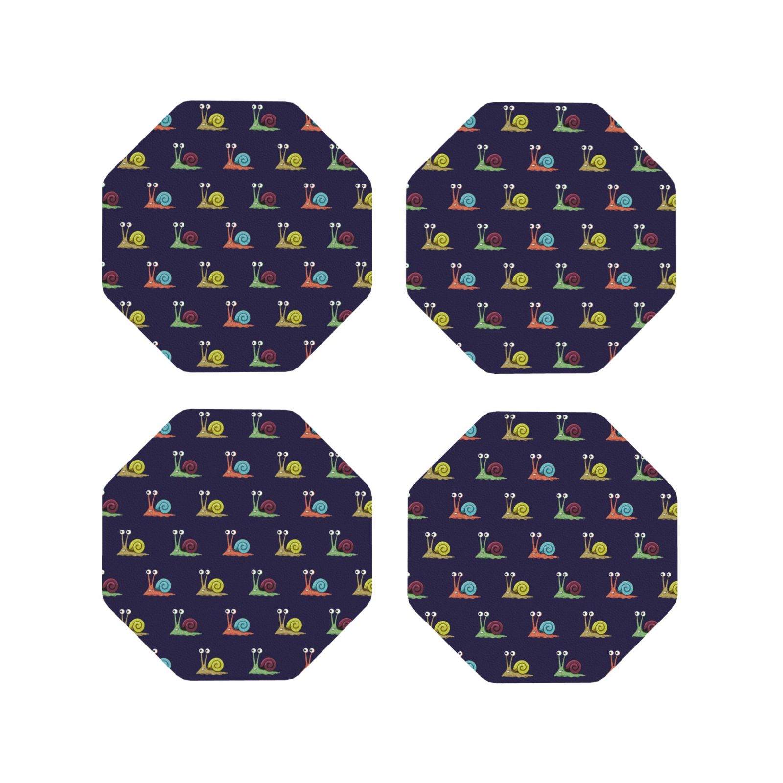 Coasters Set of 4 - Funny Snail Prints Drink Coasters for Tabletop ...