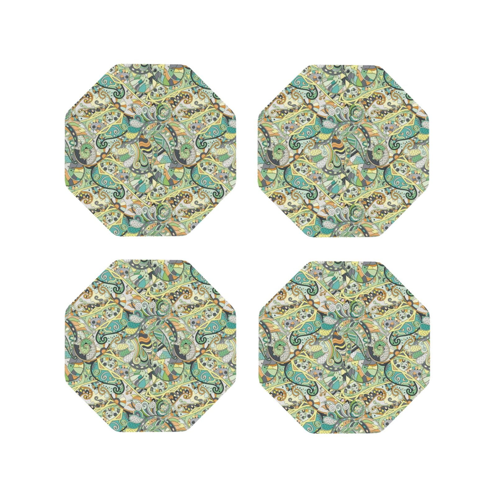 Coasters Set of 4 - Green Paisley Drink Coasters for Tabletop ...