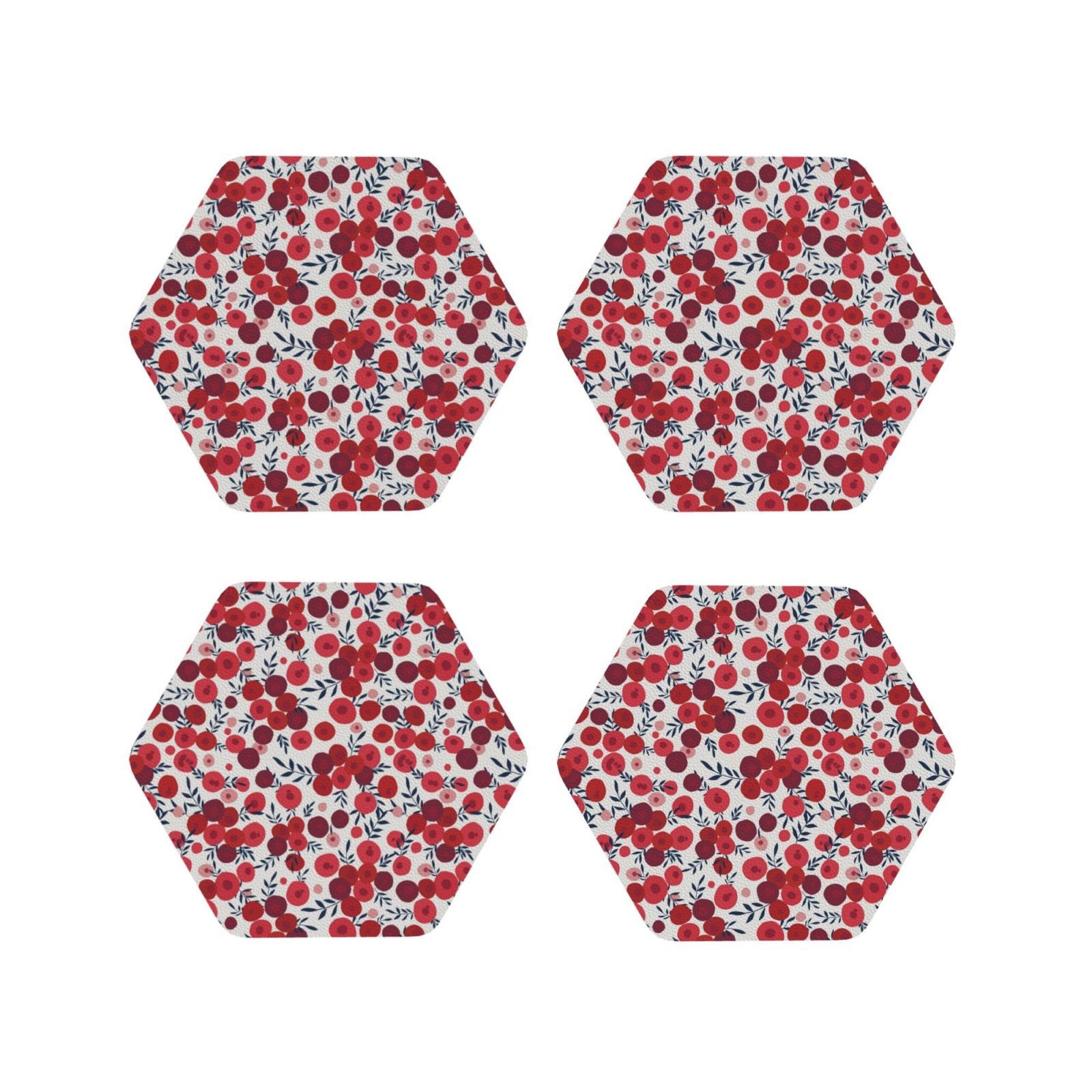 Coasters Set of 4 - Red hawthorn Drink Coasters for Tabletop Protection ...
